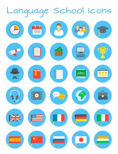 School icons flat design set Royalty Free Vector Image