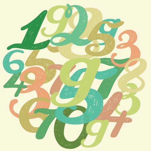 Numbers set in hand drawn calligraphy style Vector Image