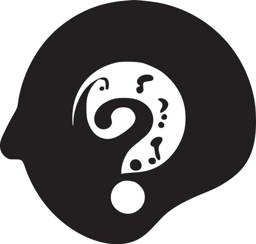 Brain head question mark logo symbol Royalty Free Vector