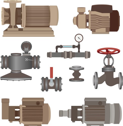 Scheme with water tank motor pipes Royalty Free Vector Image