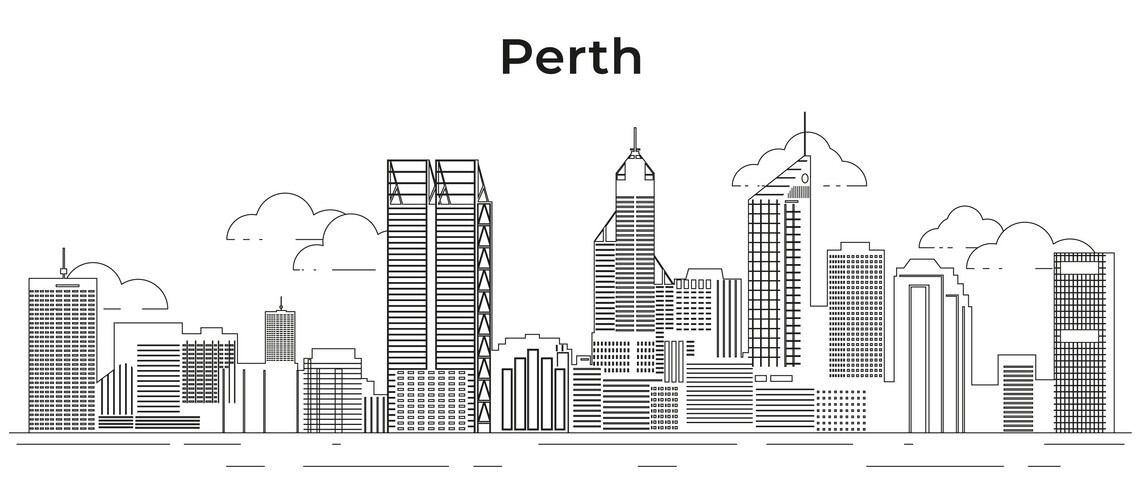 Perth City Skyline Silhouette Vector Images (96)