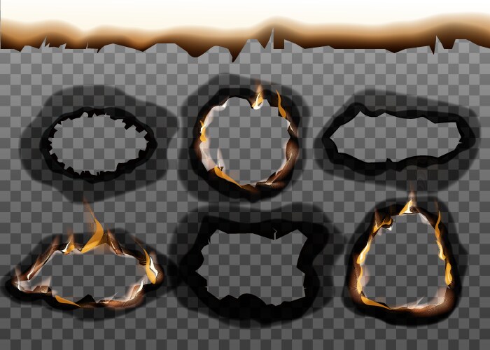 Burn paper borders and stripped shapes of burning Vector Image