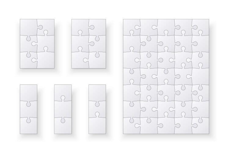 Jigsaw puzzle mockup templates 54 pieces Vector Image