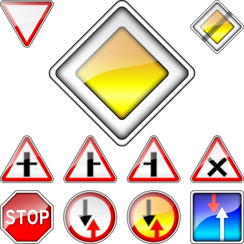 Road signs with car parts Royalty Free Vector Image