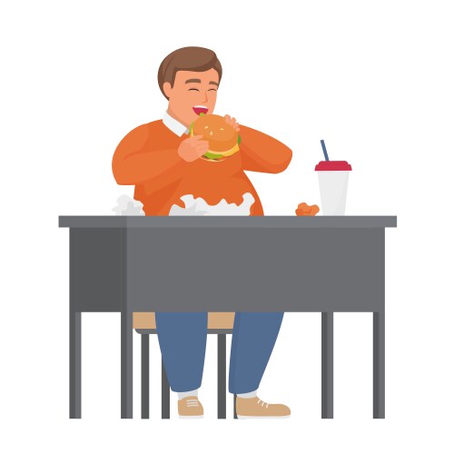 Cartoon man eating fast food Royalty Free Vector Image