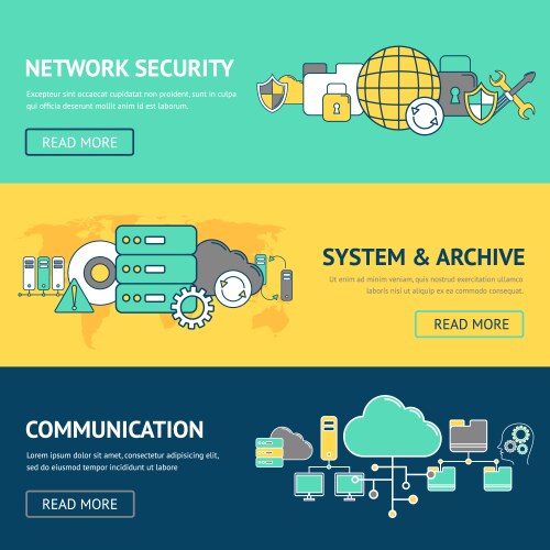 Information technology banners set digital Vector Image