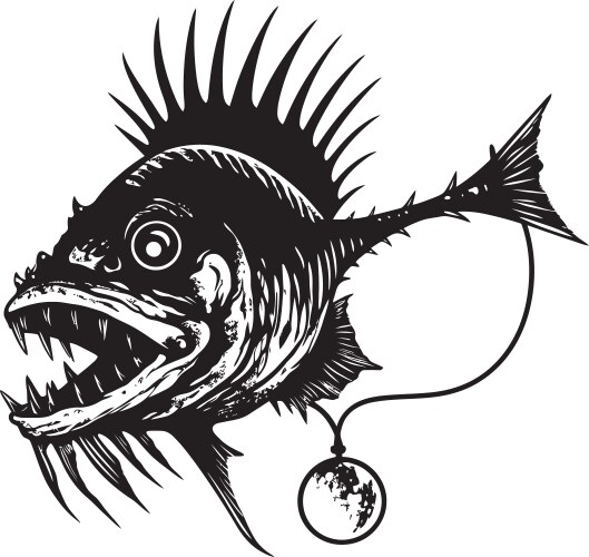 Malevolent motion angular creature fish logo Vector Image