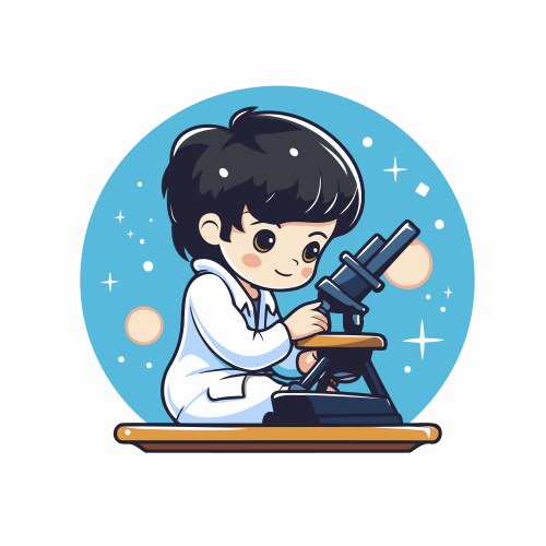 Scientist boy cartoon character with science Vector Image