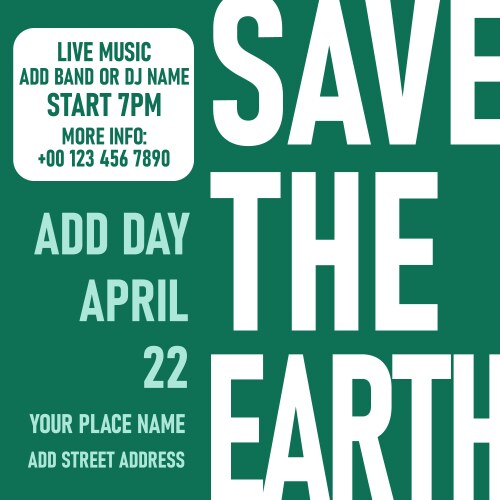 Earth day party poster flyer design Royalty Free Vector
