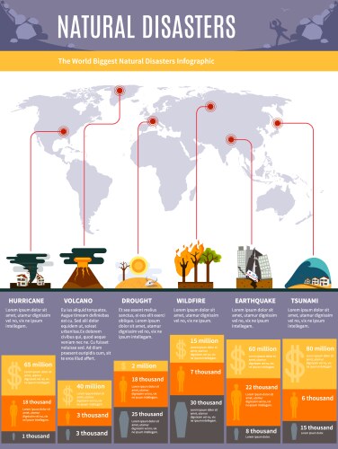 Natural disasters infographics Royalty Free Vector Image