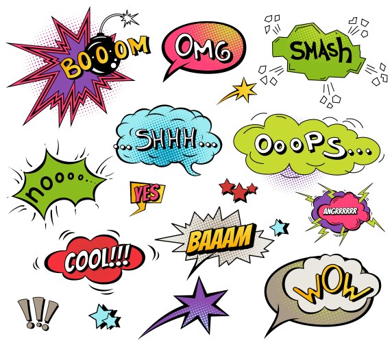 Exclamation texting comic signs on speech bubbles Vector Image