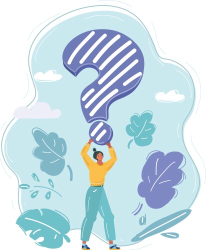 Question mark thinking woman Royalty Free Vector Image