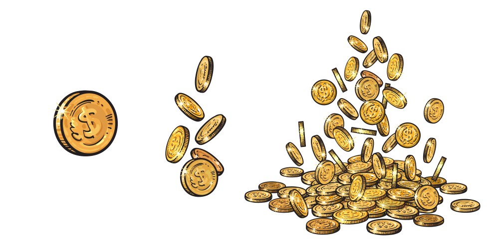 Falling coins money flying gold Royalty Free Vector Image