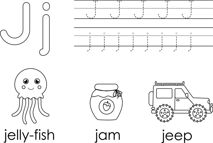 Tracing alphabet letters for kids learning letter Vector Image