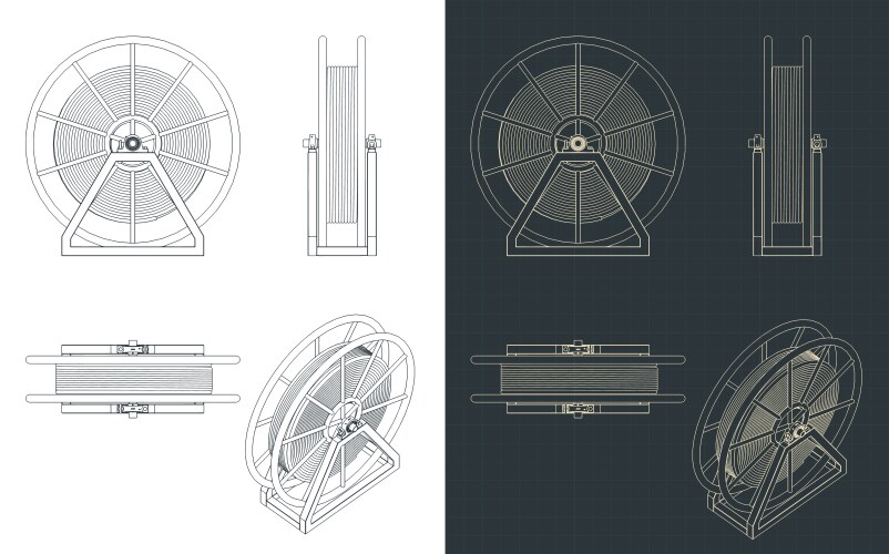 High voltage cable drum blueprints Royalty Free Vector Image