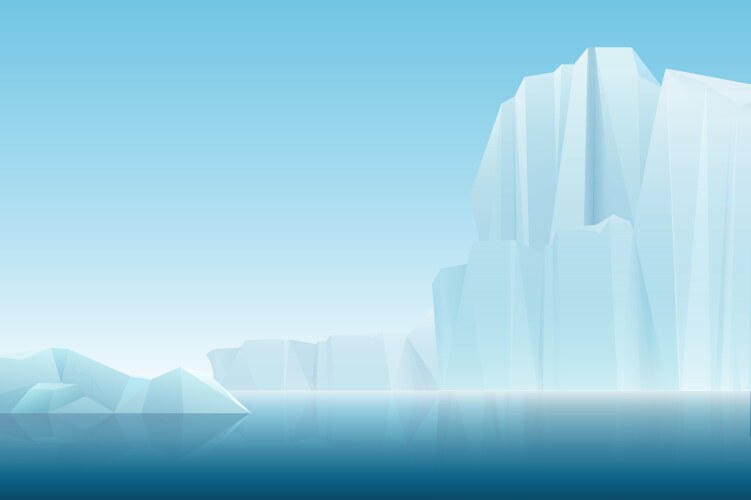 Cartoon winter landscape with iceberg and ice Vector Image