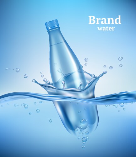 Water bottle advertising realistic 3d background Vector Image