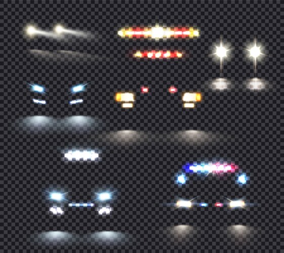 Police car light siren in night on transparent Vector Image