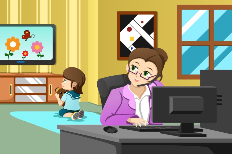 Mother took her girl to see the doctor Royalty Free Vector