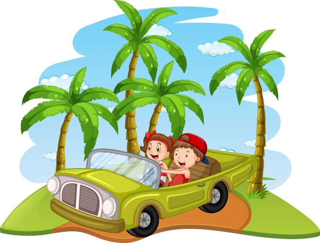 Car cartoon art mudik road trip Royalty Free Vector Image