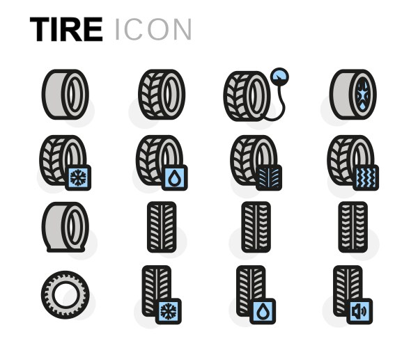 Tire flat icons set Royalty Free Vector Image - VectorStock