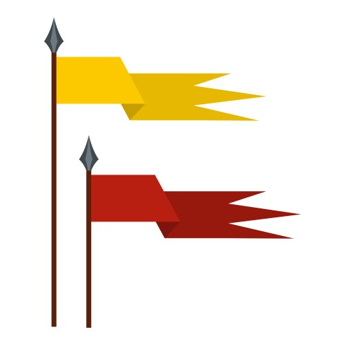 Medieval red flags with gold border Royalty Free Vector