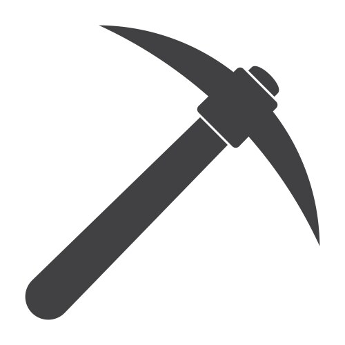 Silhouette pickaxe cartoon Royalty Free Vector Image