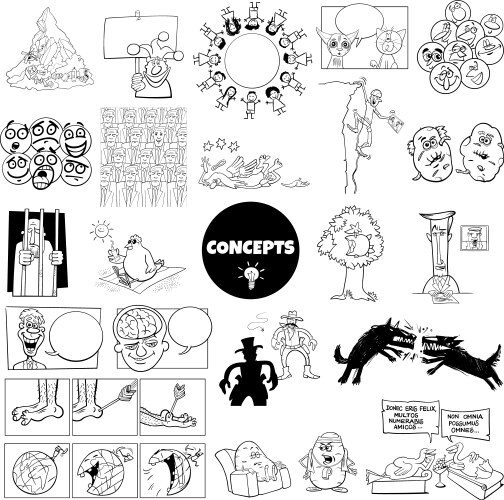 Cartoon concepts or metaphors with comic Vector Image