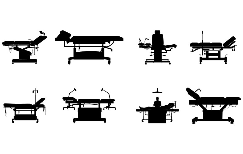 Medical operating table silhouette Royalty Free Vector Image