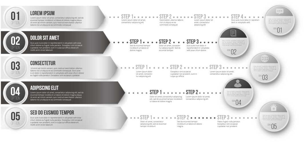 Infographic 5 steps timeline roadmap pie chart Vector Image