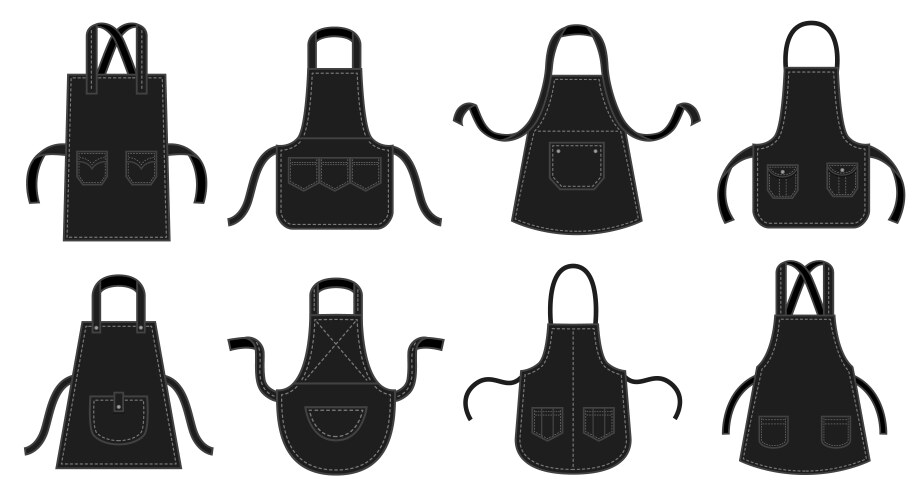 Black apron set Royalty Free Vector Image - VectorStock