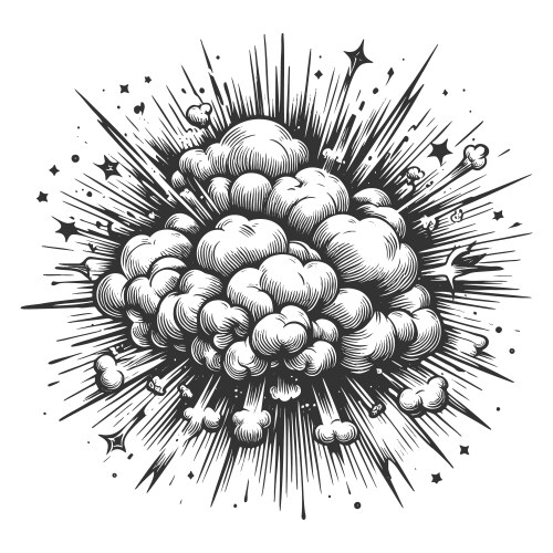 Explosion with smoke and debris Royalty Free Vector Image