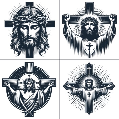 Jesus christ cross jesus praying Royalty Free Vector Image