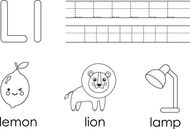 Tracing alphabet letters for kids learning letter Vector Image