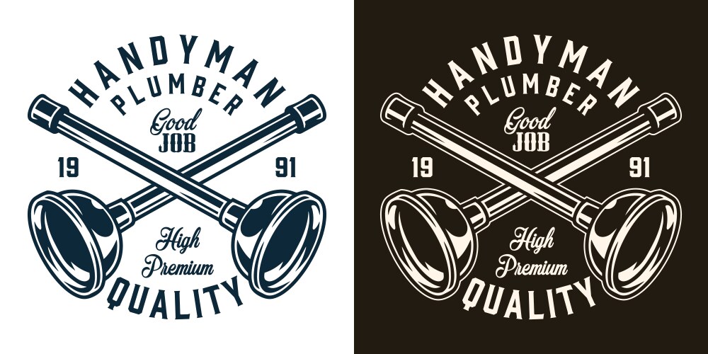 Blue and red plumbing emblem logo design template Vector Image