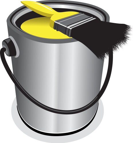 Tin with paint and brushes Royalty Free Vector Image