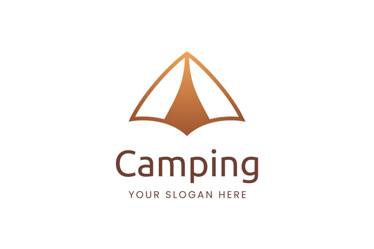 Simple camping logo with tent shape and fire Vector Image
