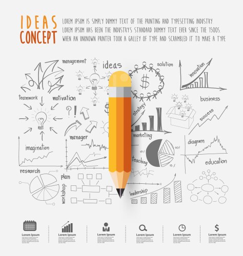 Creative pencil design with drawing charts graphs Vector Image