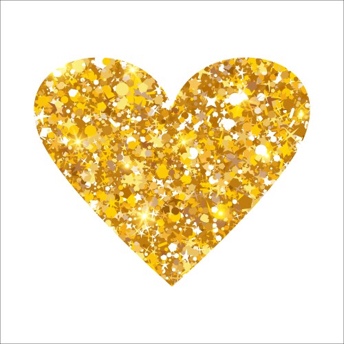 Gold glitter heart luxury shimmer shape Royalty Free Vector