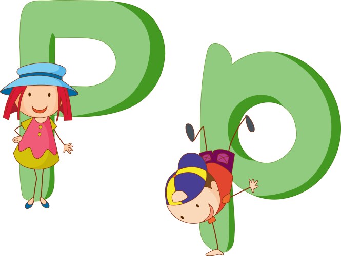 Cartoon kids with ghijkl letters Royalty Free Vector Image