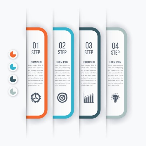 Business infographics template 4 steps with square