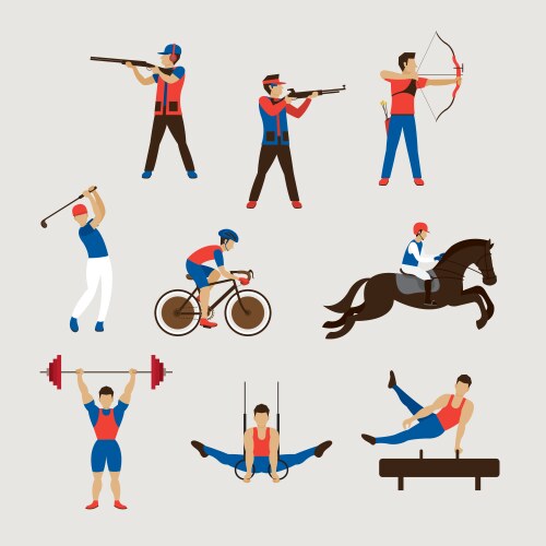 Cartoon trained athletes doing olympic sport set Vector Image