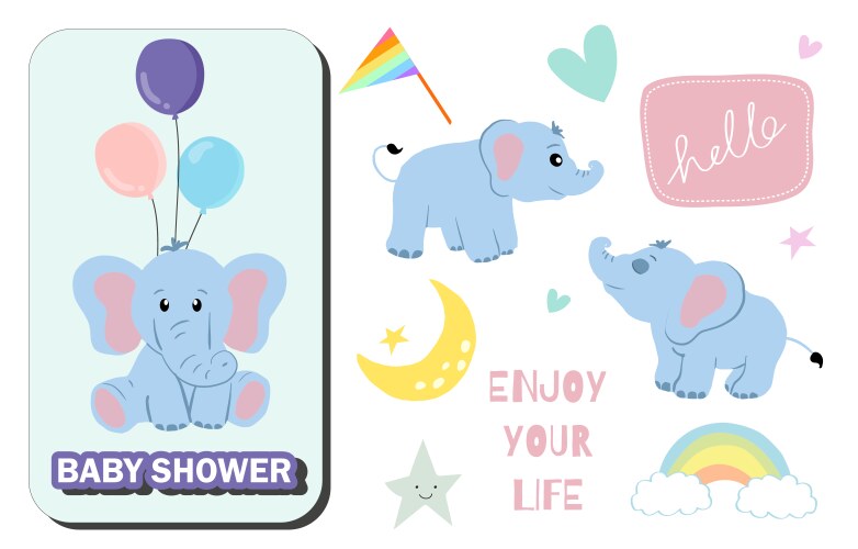 Elephant Baby Shower Boy Vector Images (over 1,300)