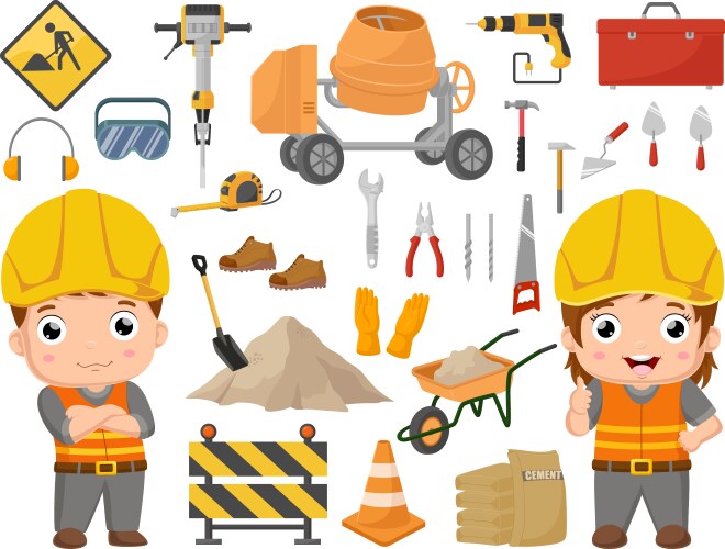 Cartoon construction worker Royalty Free Vector Image