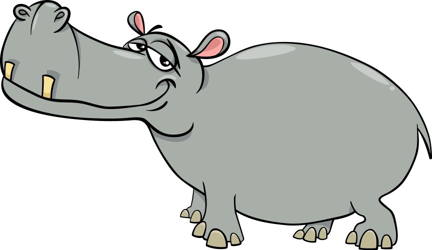 Funny cartoon hippo wild animal character Vector Image