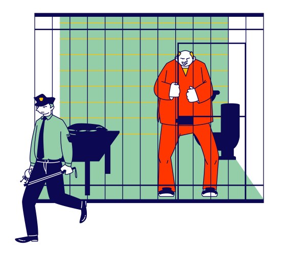 Artistic drawing prisoner in prison cell Vector Image