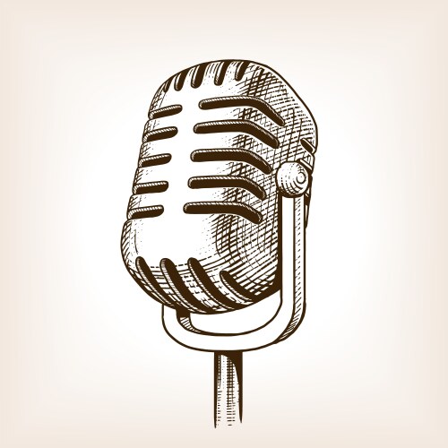 Old School Microphone Drawing Outline Vintage Microphone Stock