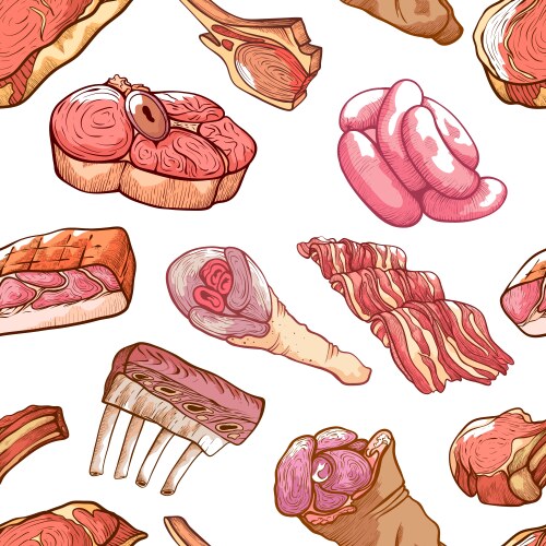 Bread and pastry food seamless pattern background Vector Image