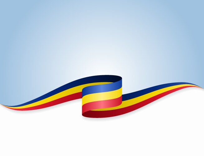 Romanian flag wavy ribbon background Royalty Free Vector