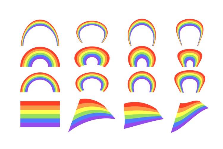 Cartoon rainbow collection set Royalty Free Vector Image